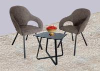 China Stone Finished Stylish Corner Table Tempered Glass Black Leg Powdered Coating for sale