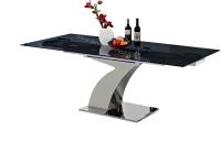 China 2.4 Meter Stainless Dining Table Blue Tinted Painted Tempered Glass for sale