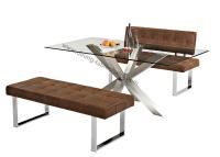 China 1.8 Meter Fixed Dining Table , Stainless Steel Dining Table Anti Slip Foot for sale