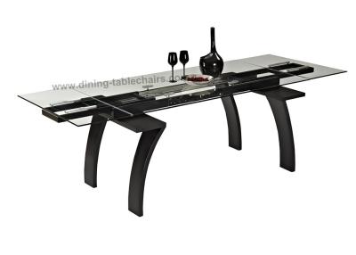 China 2.4 Meter Rectangle Extension Dining Table , Clear Tempered Glass Dining Table for sale