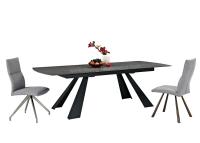 China Stone Coated Tempered Glass Extension Dining Table Stylish Black For 12 Seats for sale