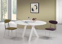 China Super White Painted Tempered Glass Dining Table Dia 1.5 Meter Streamlined Legs for sale