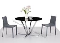 China Black Tinted 6 Person Round Dining Table Scratch Proof Ideal For Living Room for sale