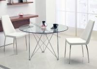 China Round Chrome Fixed Dining Table , Clear Dia 1.2 Meter Living Room Table for sale