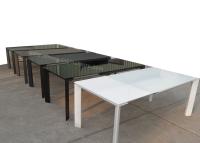 China 2 Meter Rectangle Extension Dining Table Super White Painted Tempered Glass for sale