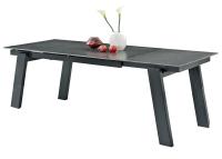 China Fashion Rectangle Stone Look Dining Table Tempered Glass Extension Type for sale