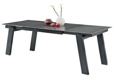 China Fashion Rectangle Stone Look Dining Table Tempered Glass Extension Type for sale
