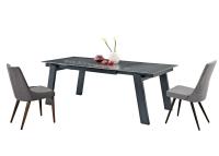 China Fashion Rectangle Stone Look Dining Table Tempered Glass Extension Type for sale