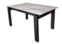 China Tempered Glass Square Extension Dining Table 2 Meter HPL Topped Steel Frame for sale
