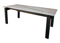 China Tempered Glass Square Extension Dining Table 2 Meter HPL Topped Steel Frame for sale