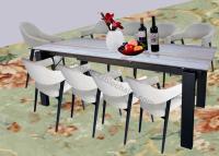 China Tempered Glass Square Extension Dining Table 2 Meter HPL Topped Steel Frame for sale