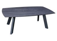 China Tempered Glass Tea Table HPL Laminated Heavy Duty Stylish Streamlined Legs for sale