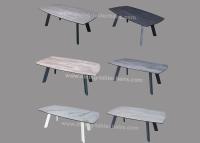 China Tempered Glass Tea Table HPL Laminated Heavy Duty Stylish Streamlined Legs for sale