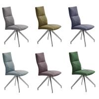 China Decorative Luxury Upholstered Dining Chairs Brushed Leg High Density Spong for sale