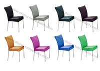 China PU Polyurethane High Back Upholstered Dining Chairs Brushed Stainless Leg for sale