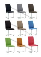 China Polyurethane PU Dining Chairs , Upholstered Dining Room Chairs Stainess Steel Leg for sale