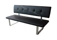 China Backrest Upholstered Dining Bench High Density Sponge Chrome Plated Leg for sale