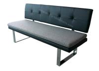 China Backrest Upholstered Dining Bench High Density Sponge Chrome Plated Leg for sale