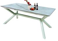 China Steady Ceramic Topped Dining Table Heavy Duty Stainless Steel Leg Oil Proof for sale