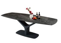 China Horsebelly Extension Dining Table , 2.3 Meter Glass Topped Dining Table for sale