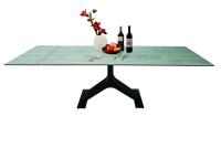 China Rectangle Extension Dining Table White Textured Top Stainless Base for sale