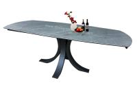 China 2.1 Meter Horsebelly Modern Extension Table Black Stylish Legs Ceramic Table Top for sale