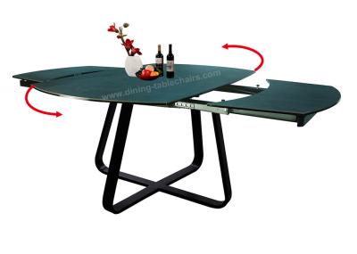 China 1.9 Meter Ceramic Top Dining Table , Horsebelly Extension Dining Room Table for sale