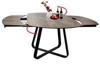 China Stylish 2 Meter Wood Grain Dining Table Ceramic Top Courtyard Use for sale