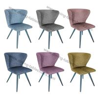 China Blue Fabric Upholstered Dining Chairs Heavy Duty Steel Legs Wear Proof Fabric for sale