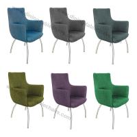 China Fabric Upholstered Stainless Dining Chair Livingroom Chair Armrest Chair Leisure Chair for sale