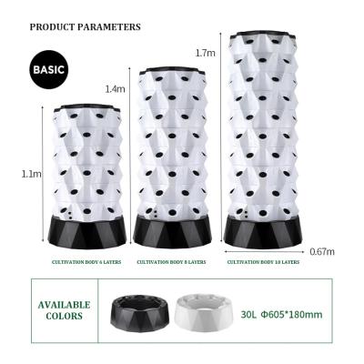 China 30L 12 Layers 96 Holes Aeroponic Vertical Tower Plant Grow Kit Indoor Hydroponic System for Vegetables for sale