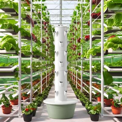 China 30L 7-Layer Commercial Vertical Hydroponic System with Automatic Pump Aquaponic Growing Tower for Vegetable Production for sale