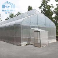China Gothique Tunnel Side Ventilation Tunnel Plastic Greenhouse With 2m Sliding Door for sale