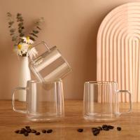 China Double Wall Borosilicate Glass Tea Cup with Handle CnGlass Clear Glass Coffee Mug 10oz for sale