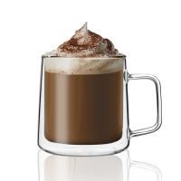 China 15oz Double Wall Insulated Glass Cappuccino Mug by CnGlass for Hot and Cold Beverages for sale
