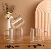 China 15oz Double Wall Insulated Glass Cappuccino Mug by CnGlass for Hot and Cold Beverages for sale