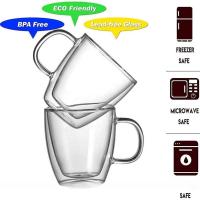 China Double Wall Borosilicate Glass Coffee Cup with HANDGRIP Microwave Safe and HANDMADE for sale