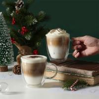 China Double Wall Borosilicate Glass Coffee Cup with HANDGRIP Microwave Safe and HANDMADE for sale