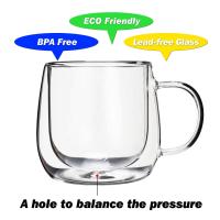 China 10oz. Glass Tea Cup for Fruit Tea Double Wall Glass Coffee Mug Borosilicate Insulated for sale
