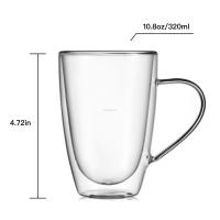 China CnGlass Double Layer Drinking Glass Cup with Heat Resistant Borosilicate and HANDGRIP for sale