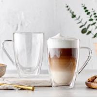 China CnGlass Double Layer Drinking Glass Cup with Heat Resistant Borosilicate and HANDGRIP for sale