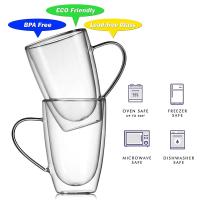 China CnGlass Double Layer Drinking Glass Cup with Heat Resistant Borosilicate and HANDGRIP for sale
