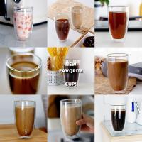 China 15oz CnGlass BPA Free Borosilicate Glass Double Wall Drinking Thermos Cup for Coffee for sale