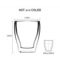 China 260ml Double Wall Microwave Oven Coffee Mug Borosilicate Unbreakable Clear Glass Cups for sale