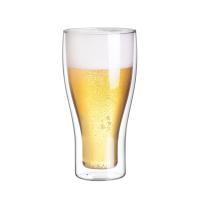 China 17oz Cnglass Handmade Double Wall Cold Insulated Beer Can Shaped Glass Pilsner Beer Glass Cup for Juice for sale