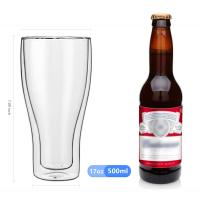 China 17oz Cnglass Handmade Double Wall Cold Insulated Beer Can Shaped Glass Pilsner Beer Glass Cup for Juice for sale