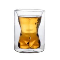 China Clear Transparent Glass Cup for Milk and Beer Double Wall Design Borosilicate Material for sale