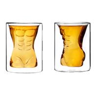 China Clear Transparent Glass Cup for Milk and Beer Double Wall Design Borosilicate Material for sale