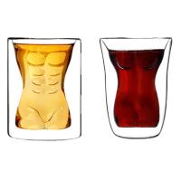 China Clear Transparent Glass Cup for Milk and Beer Double Wall Design Borosilicate Material for sale