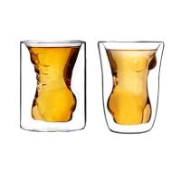 China Clear Transparent Glass Cup for Milk and Beer Double Wall Design Borosilicate Material for sale